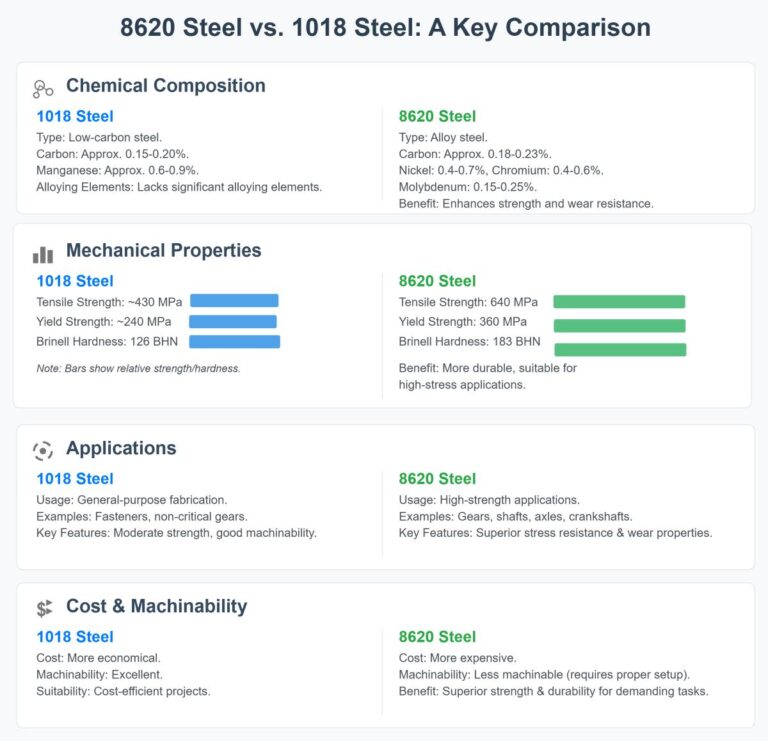 8620 Steel Vs 1018 Steel: Comprehensive Comparison Guide | Artizono