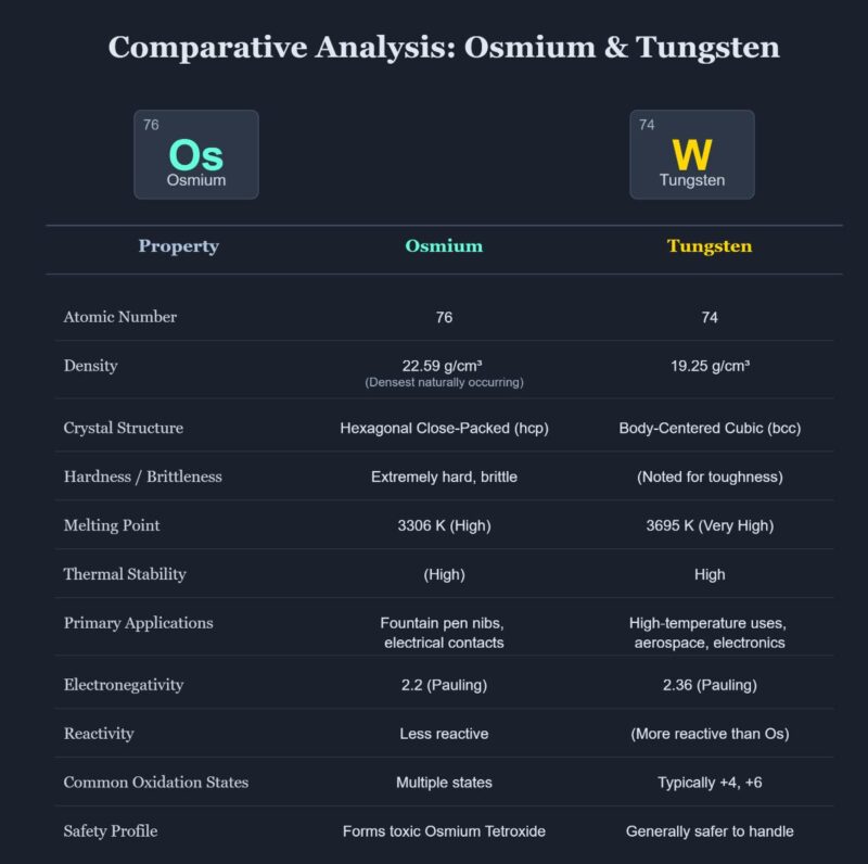 Osmium Vs Tungsten: A Comprehensive Comparison | Artizono