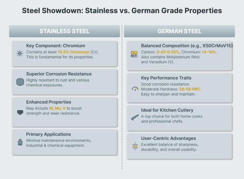 Stainless Steel Vs German Steel: What's The Difference? | Artizono