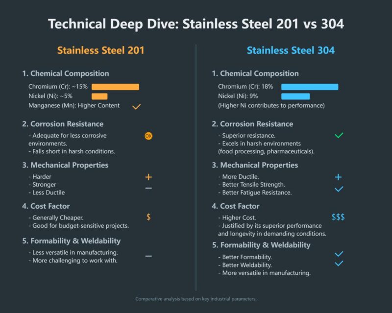 Stainless Steel 201 Vs 304: Comprehensive Comparison Guide | Artizono